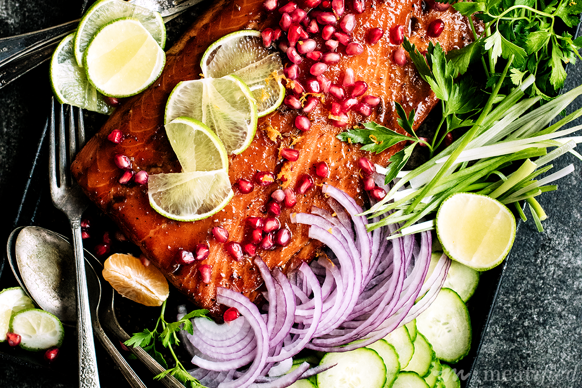 Roasted Pomegranate Glazed Salmon with Maple & Ginger - meatified